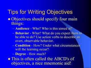 Writing instructional goals and objectives | PPTX