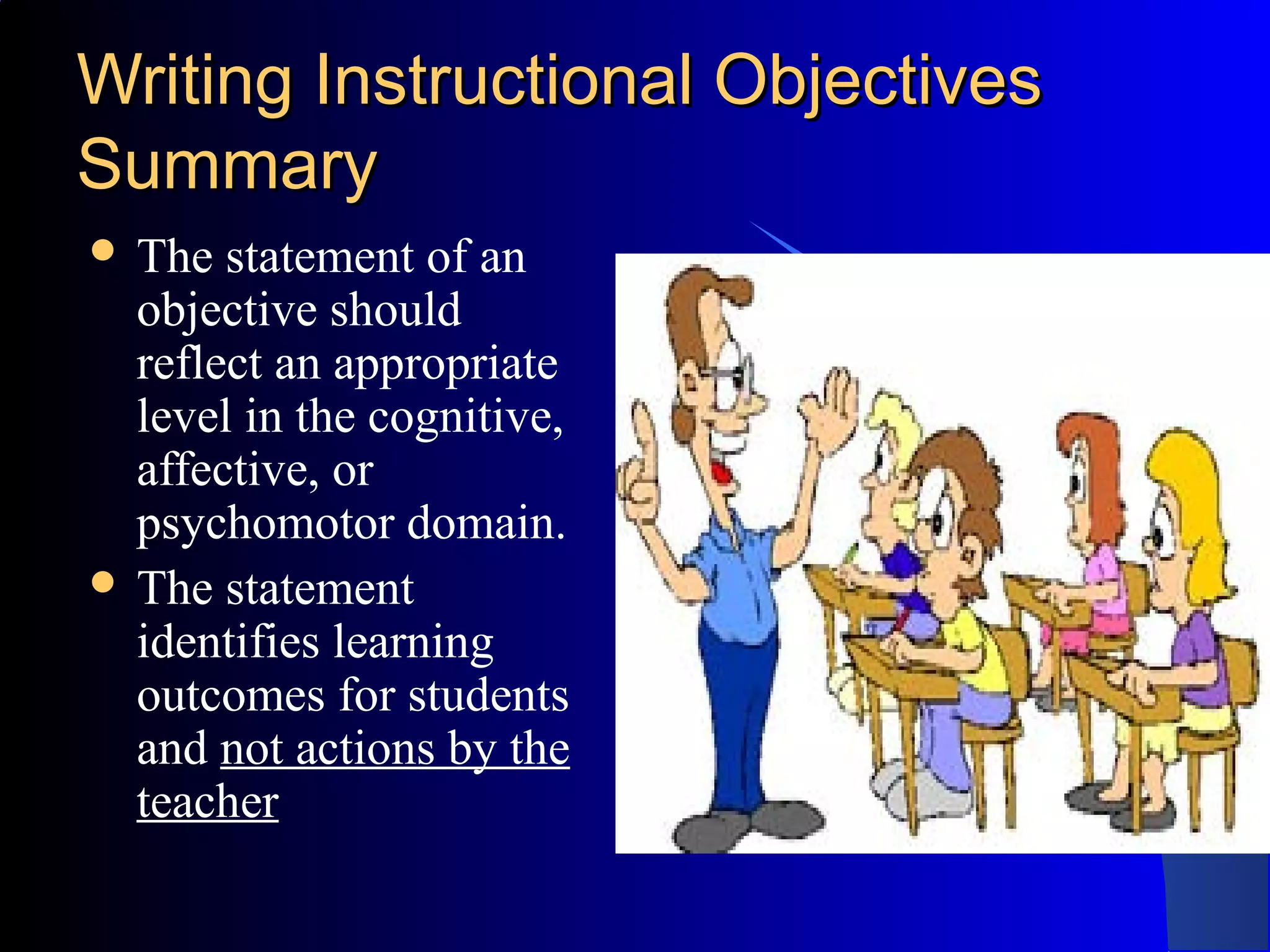 Writing Instructional Goals And Objectives Ppt Educational
