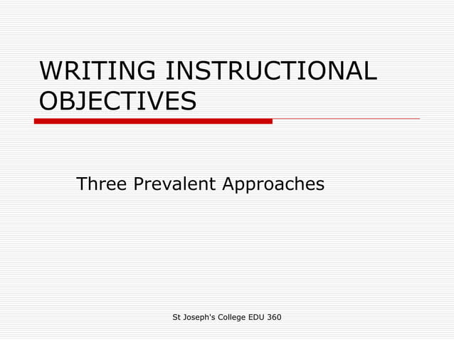 Writing Instructional Objectives Ppt