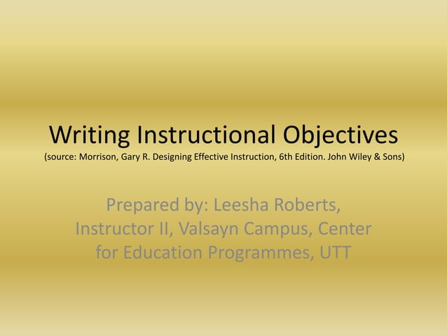 Writing instructional objectives | PPTX