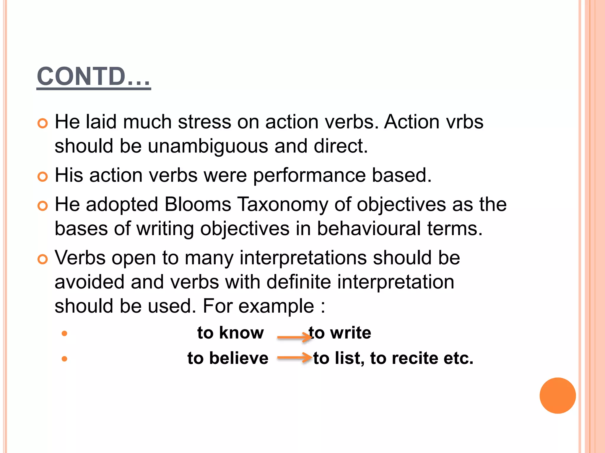 Writing Instructional Objectives In Behavioural Terms Pptx