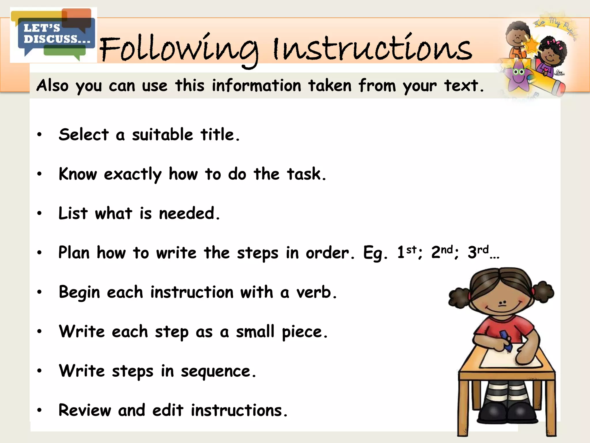 Writing Instructions | PDF