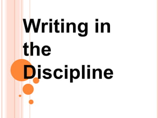 Writing in the discipline | PPTX