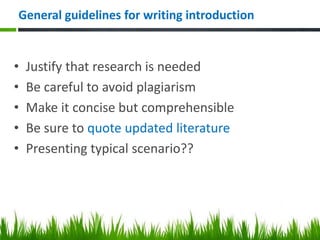 Writing introduction in research report and articles | PPT
