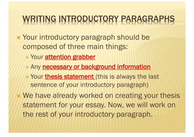 Writing Introductory Paragraphs | PDF