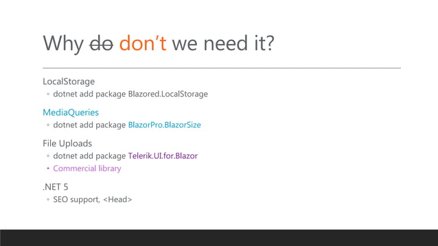 Writing java script for Csharp's Blazor | PPT