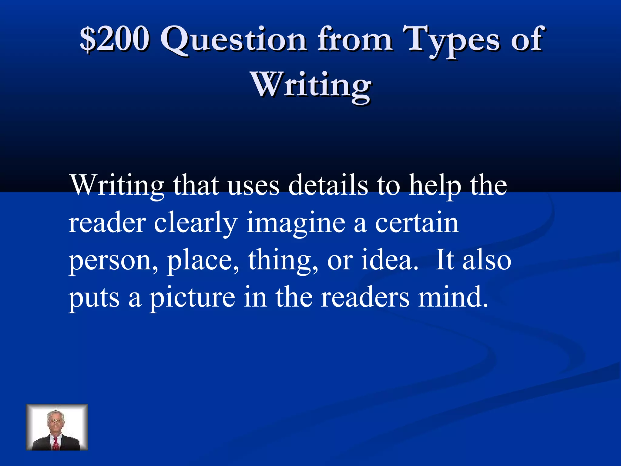 Writing jeopardy | PPT