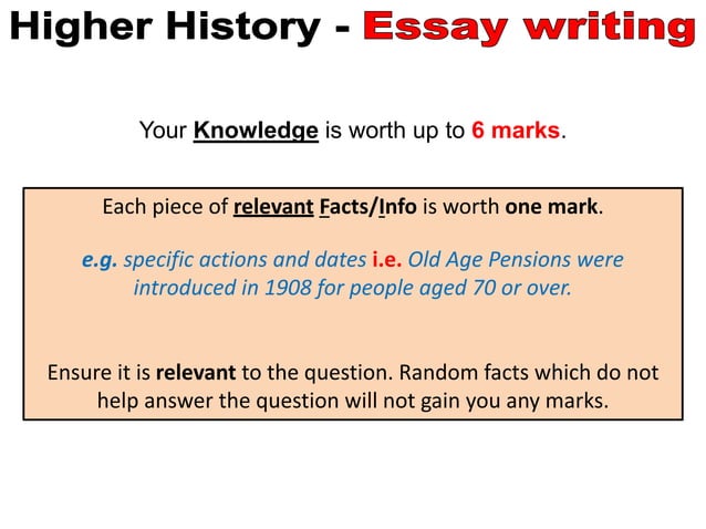 Higher History essays - Writing knowledge points | PPTX | Politics