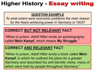 Higher History essays - Writing knowledge points | PPTX | Politics