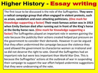 Higher History essays - Writing knowledge points | PPTX