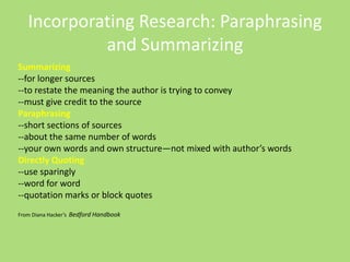 Why Use APA & Paraphasing - PBSC English Writing Lab | PPT