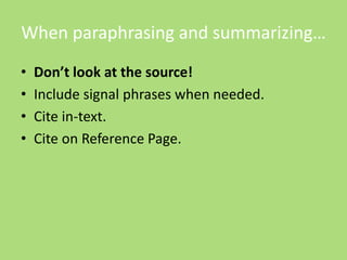 Why Use APA & Paraphasing - PBSC English Writing Lab | PPT