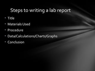 Writing lab reports | PPT