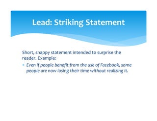 Writing leads | PDF | Birth | Personal Celebrations & Life Events