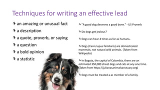 Writing lead sentences and thesis statements | PPT