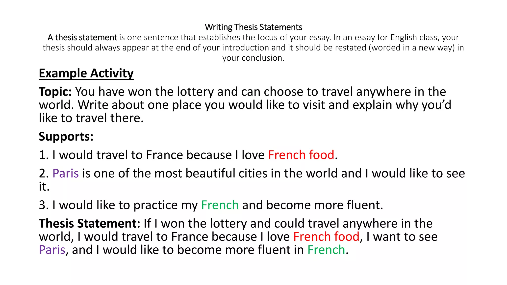 Writing lead sentences and thesis statements | PPTX