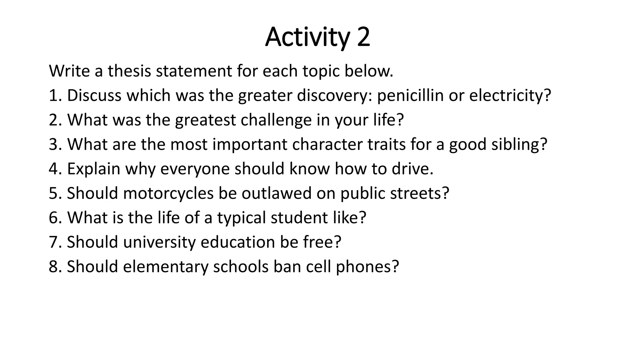 Writing lead sentences and thesis statements | PPT