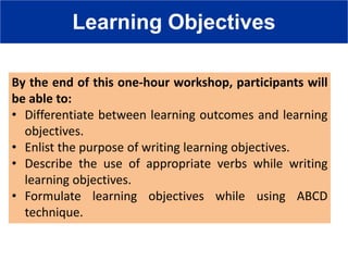 Writing learning objectives | PPTX