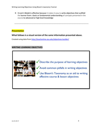 Writing Effective Learning Objectives Using Bloom's Taxonomy_Notes | PDF