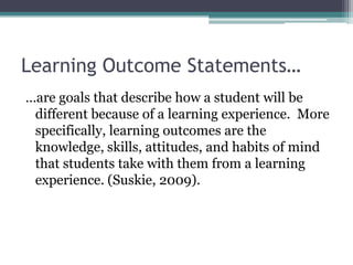Writing learning outcome statements | PPT