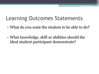 Writing learning outcome statements | PPTX