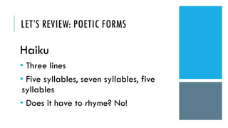 Poetry Writing Lesson | PPT | Free Download