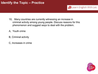 Writing lesson 1 identify the topic | PPT