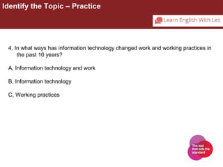 Writing lesson 1 identify the topic | PPT