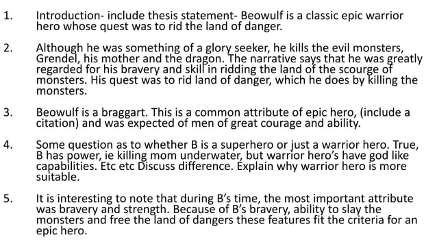 Writing lesson beowulf essay | PPTX