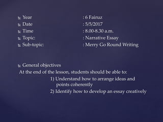 Writing Lesson Plan | PPTX