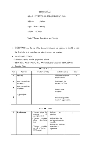 Writing lesson plan | DOCX