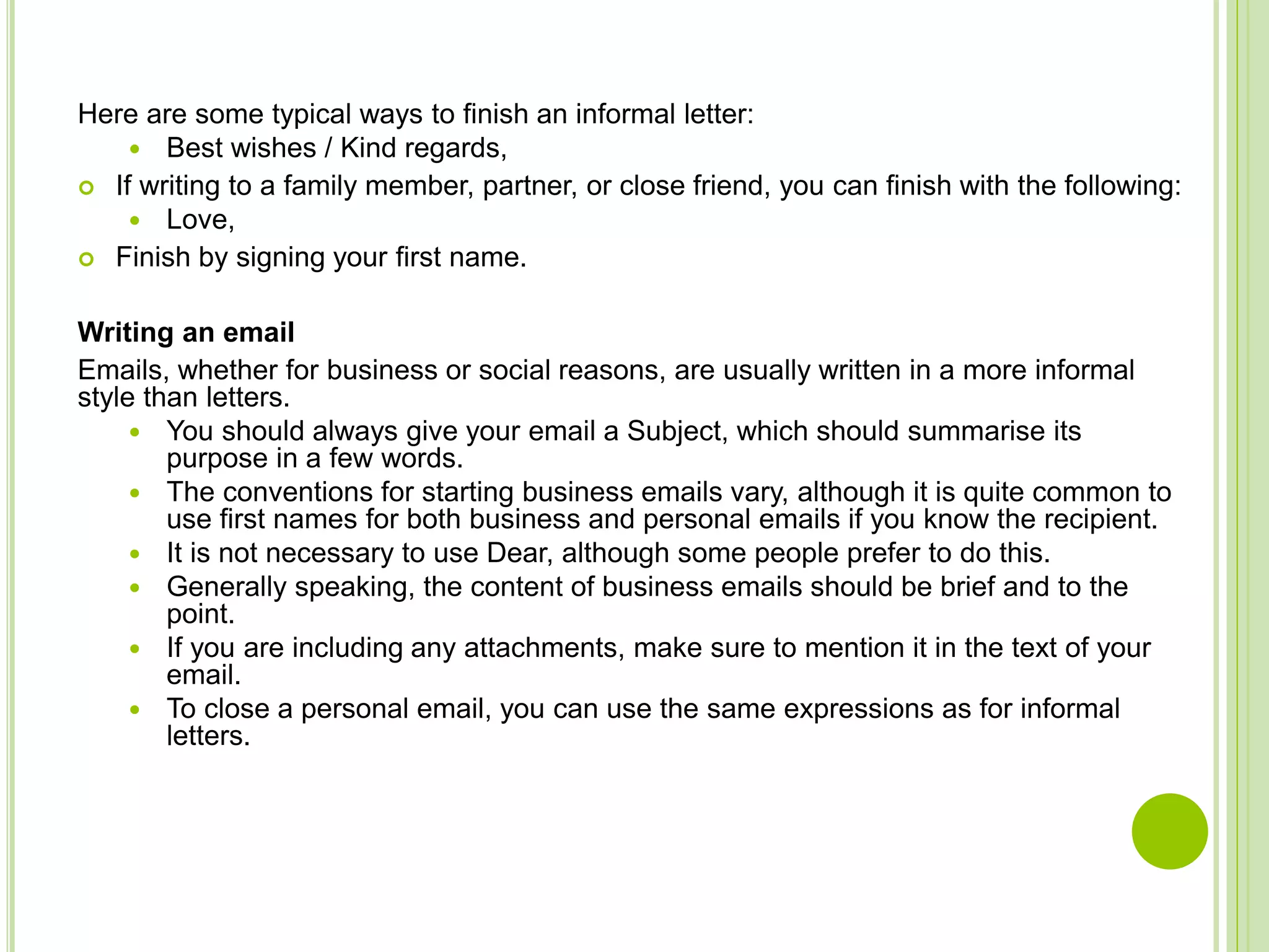 Writing letters and emails | PPTX
