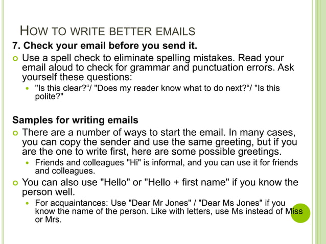 Writing letters and emails | PPT