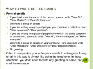 Writing letters and emails | PPTX