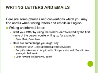 Writing letters and emails | PPTX