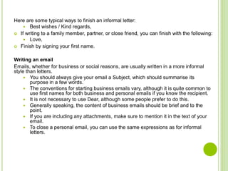 Writing letters and emails | PPTX