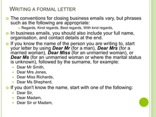 Writing letters and emails | PPTX