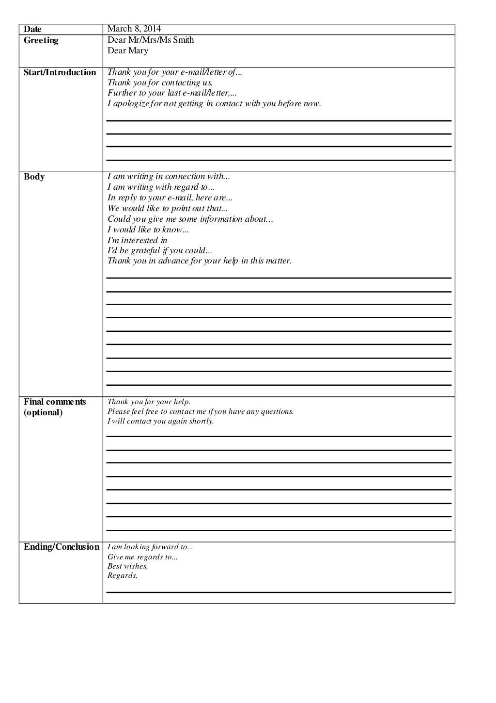 Writing letter shablon zno | PDF