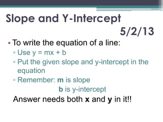 Writing linear equations | PPT