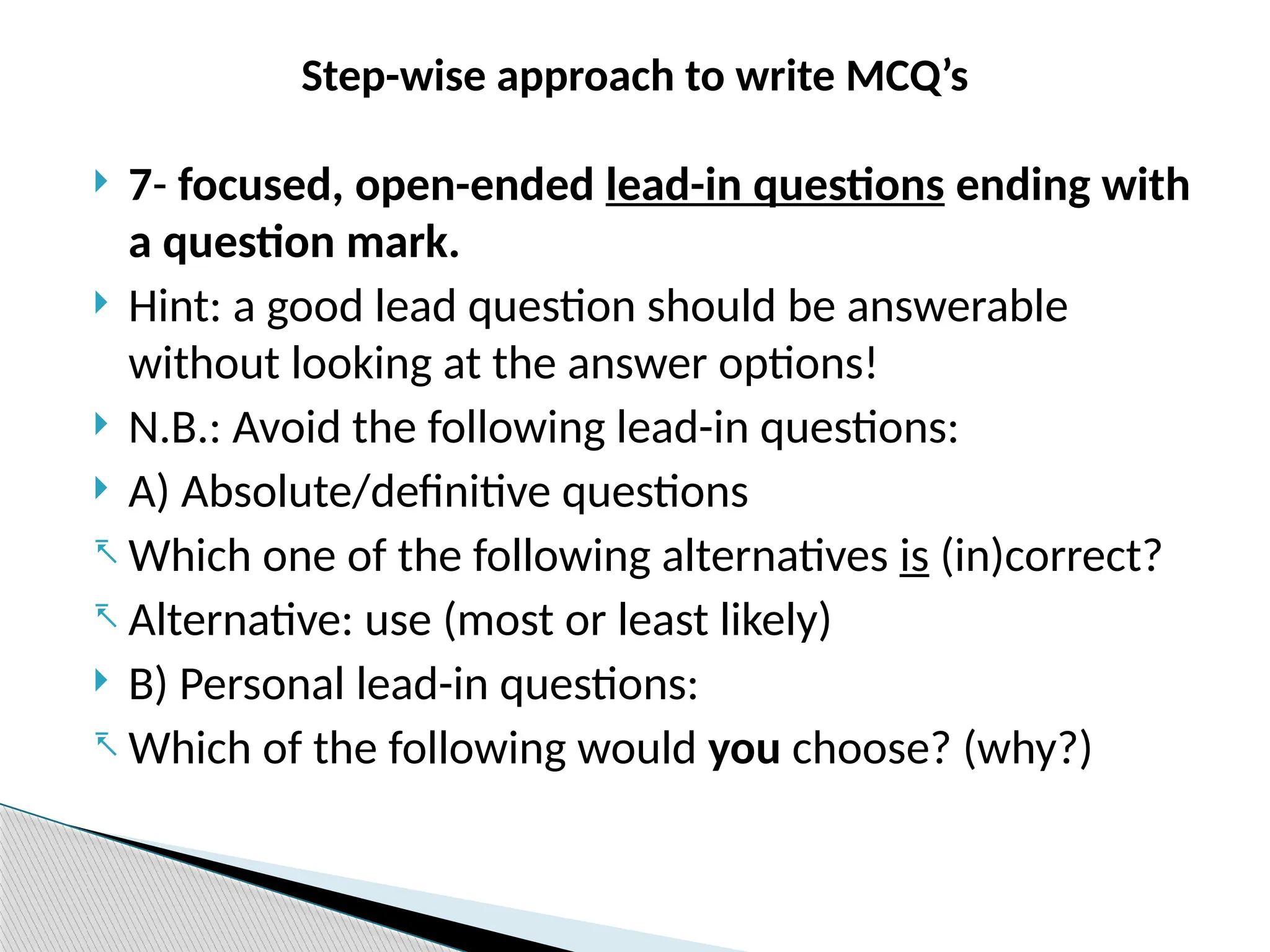 Writing MCQ's last version educational topic | PPTX