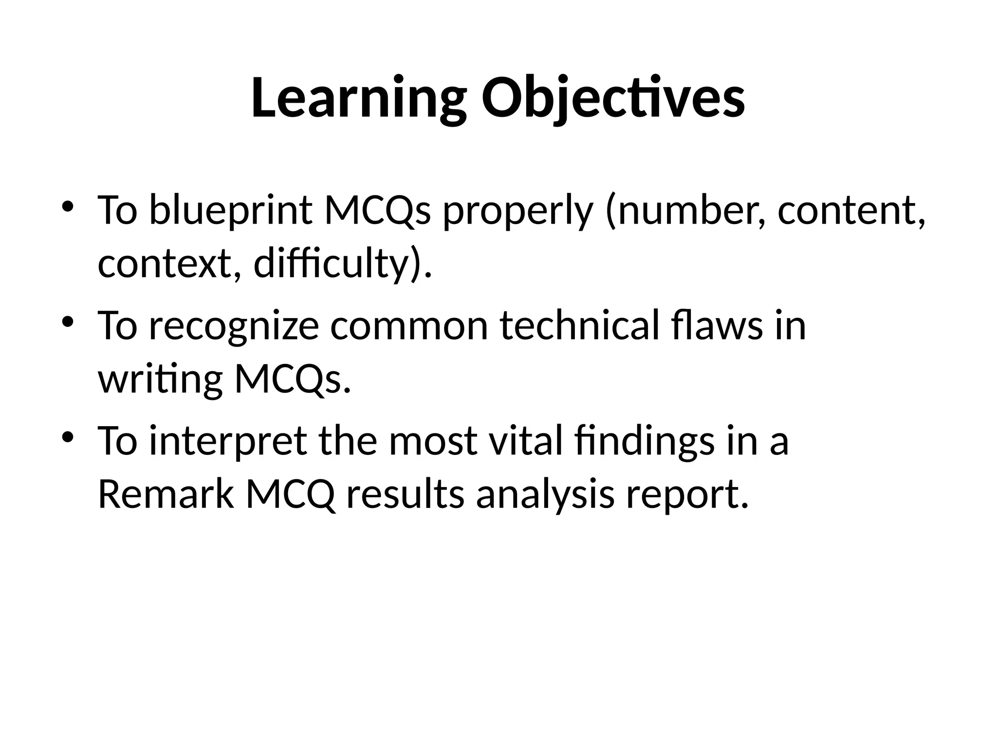 Writing MCQ's last version educational topic | PPTX