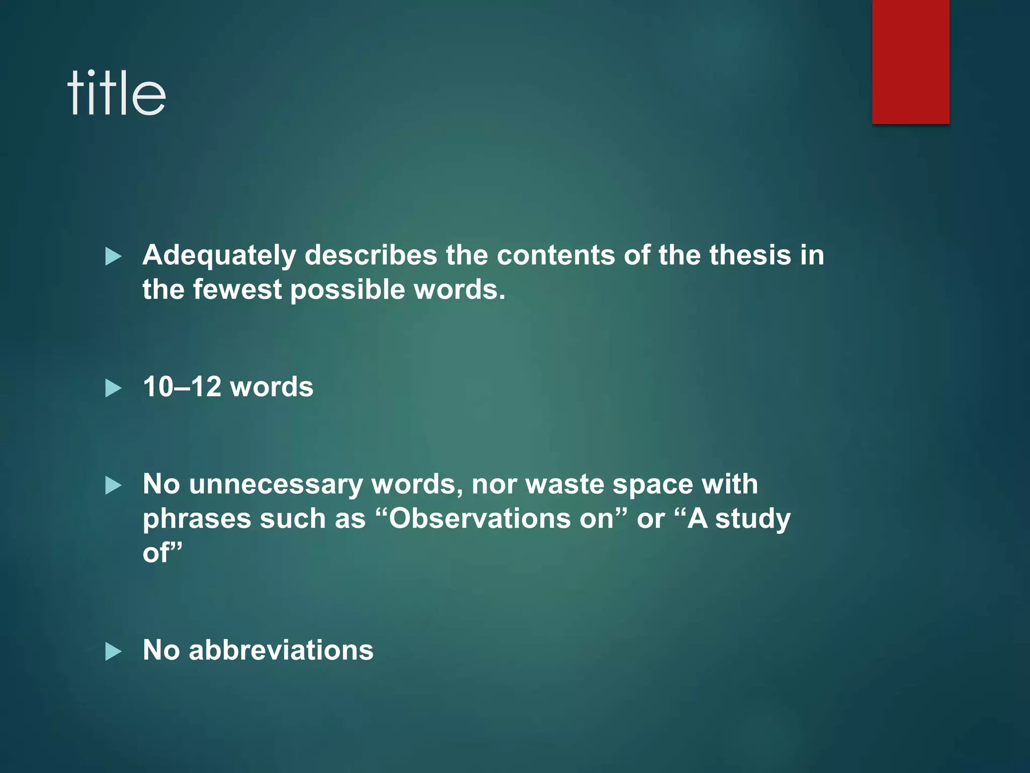 Writing MD thesis for postgraduate medical student | PPTX