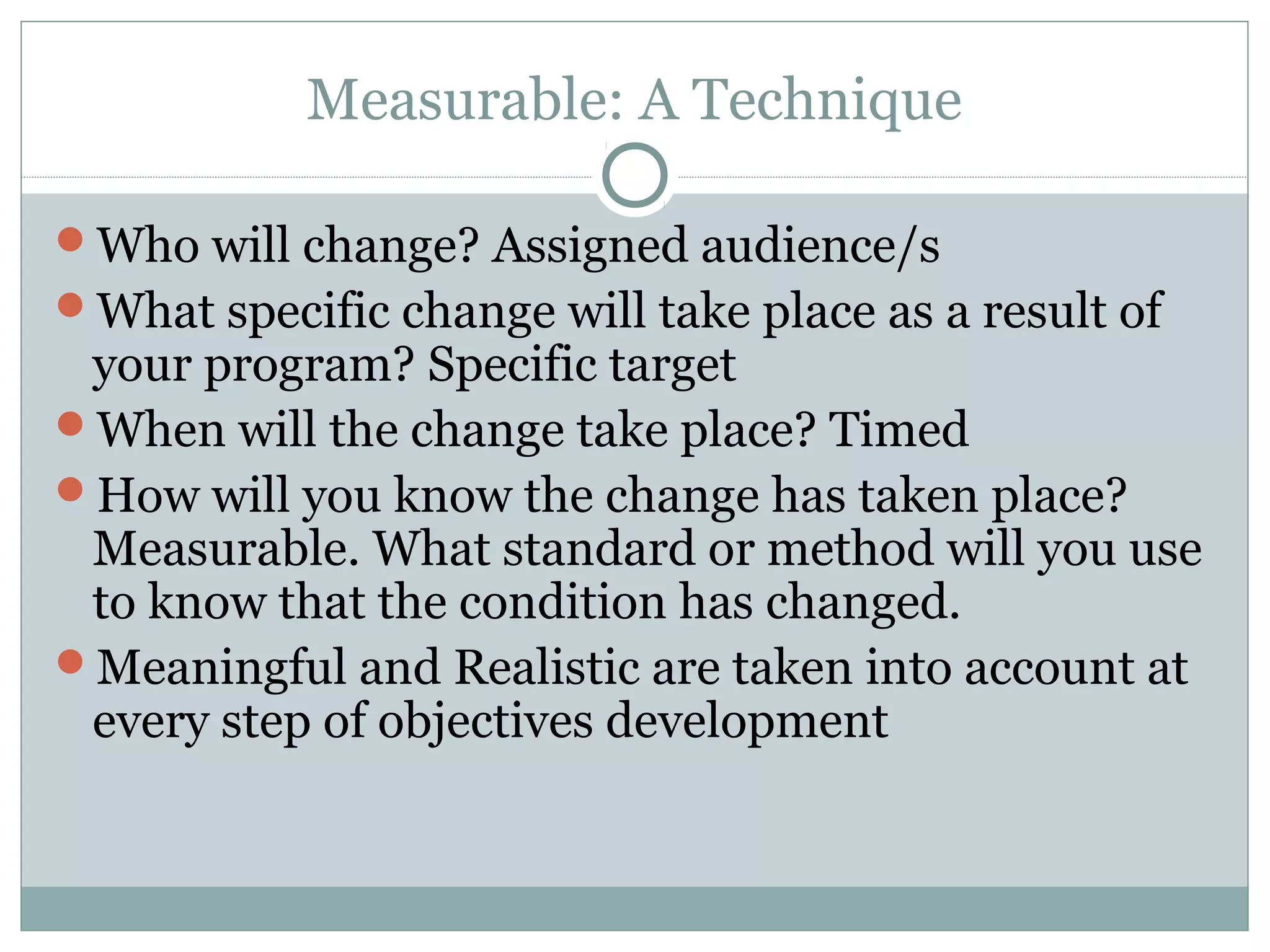 Writing measurable objectives | PPT