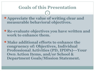 Writing measurable objectives | PPT