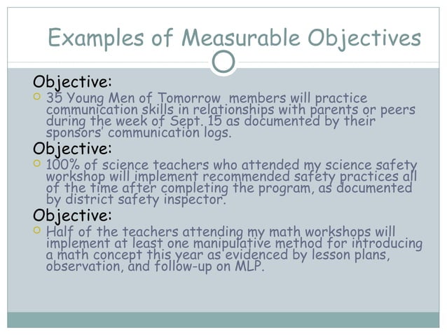 Writing measurable objectives | PPT