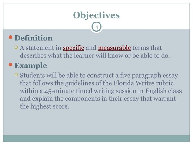 Writing measurable objectives | PPT