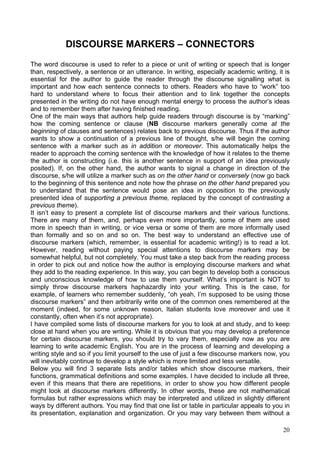 Discourse Markers Connectors Exercises Chart