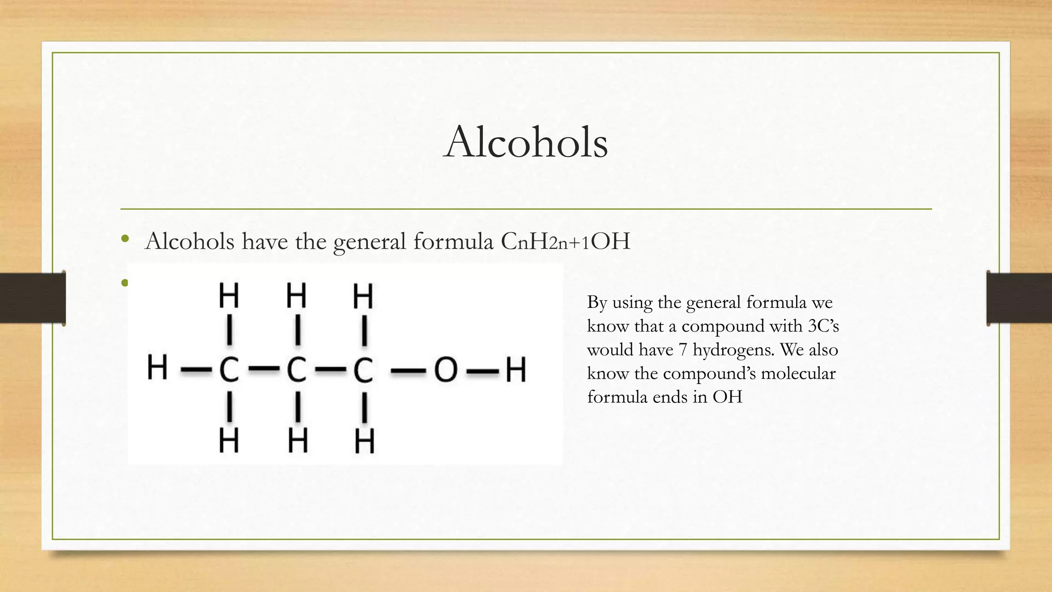 Writing molecular formula for alcohols and carboxylic acids | PPT