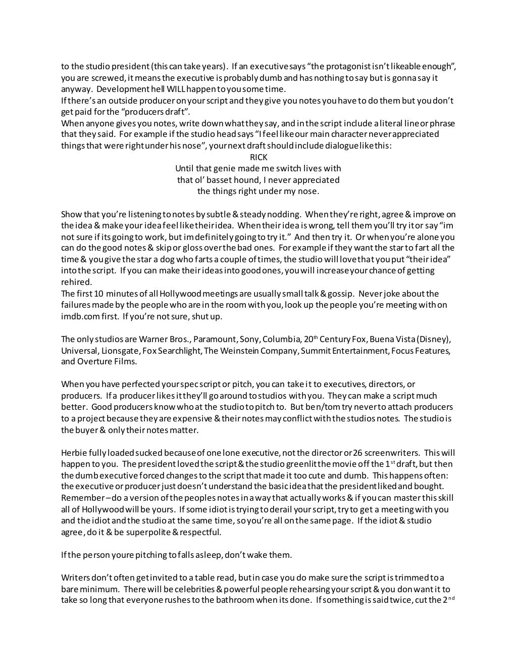 Writing movies for fun