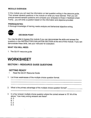 How to Write Effective Multiple Choice Learning Assessments | PDF